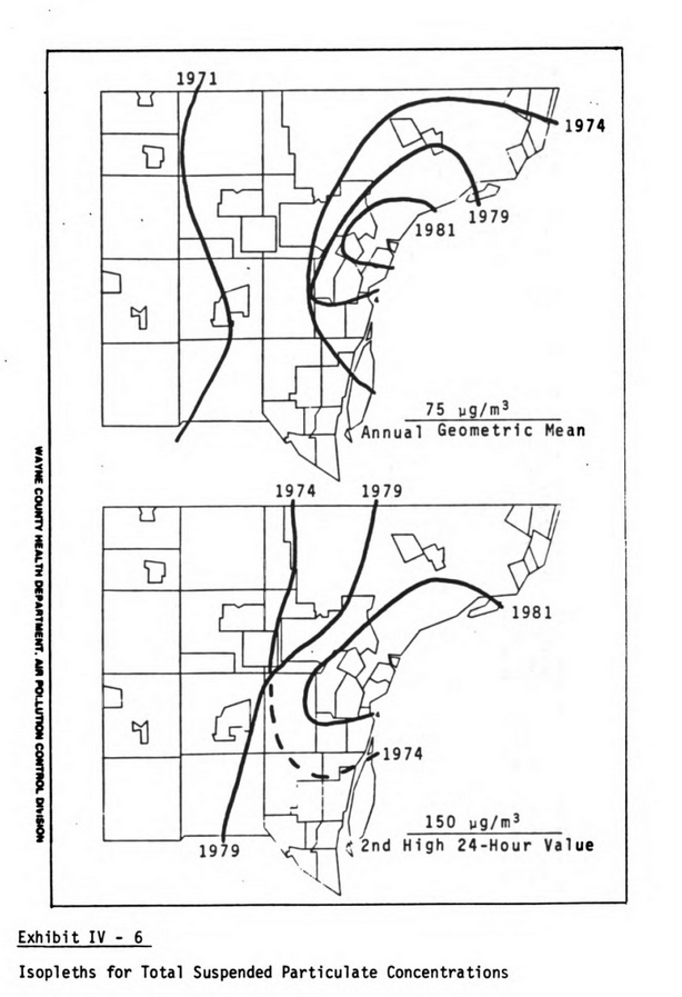 Map: Particle Suspension Concentrations in Detroit 1974 – 1981 ...