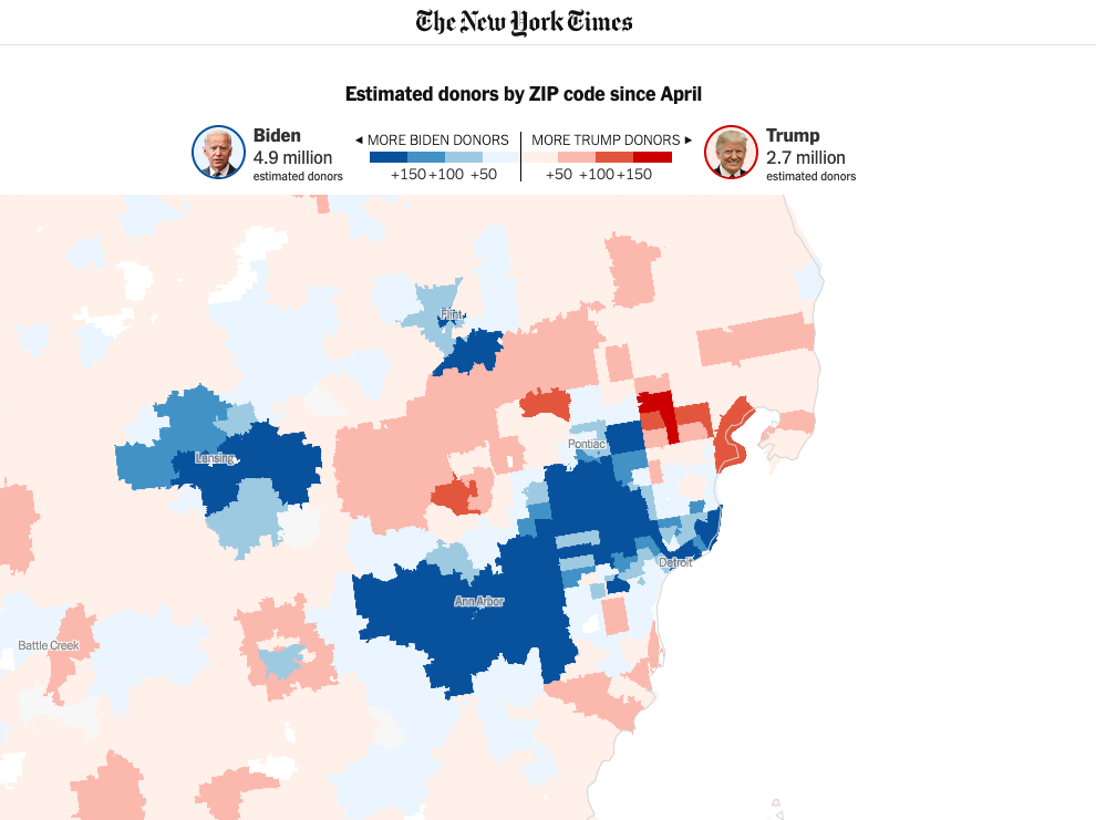 Map: Metro Detroit Presidential Donors by ZIP Code 2020 | DETROITography