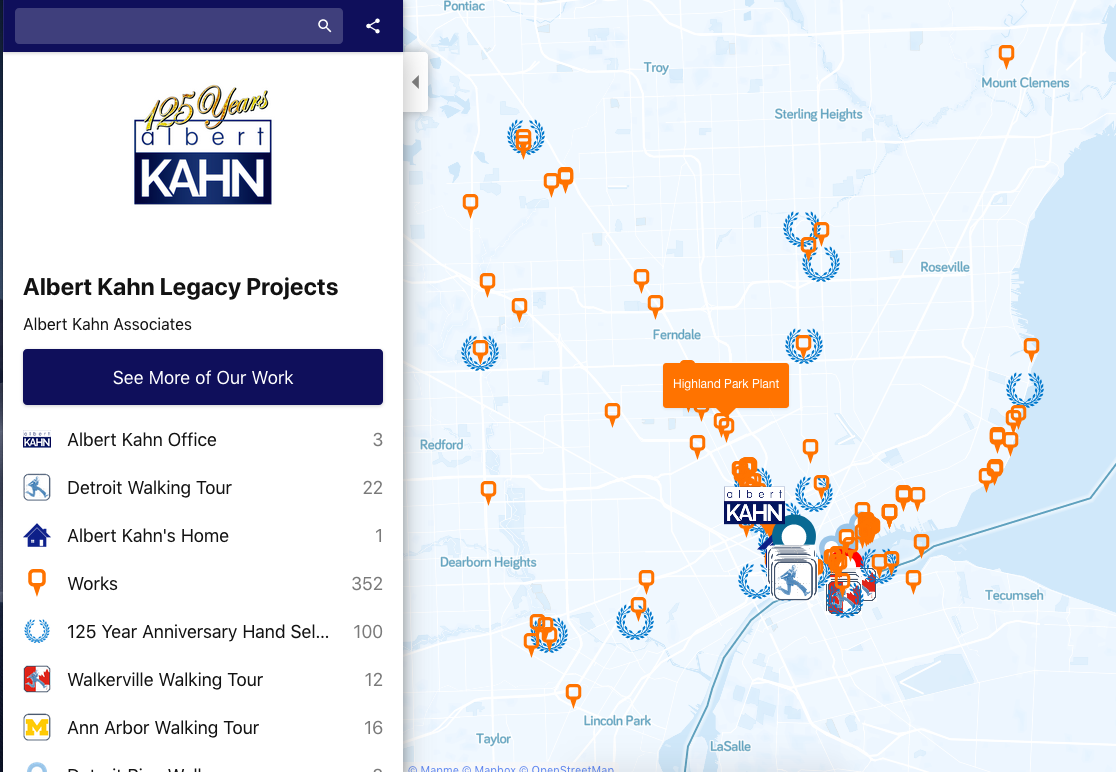 Map: The Geography of Albert Kahn’s Architecture in Detroit ...