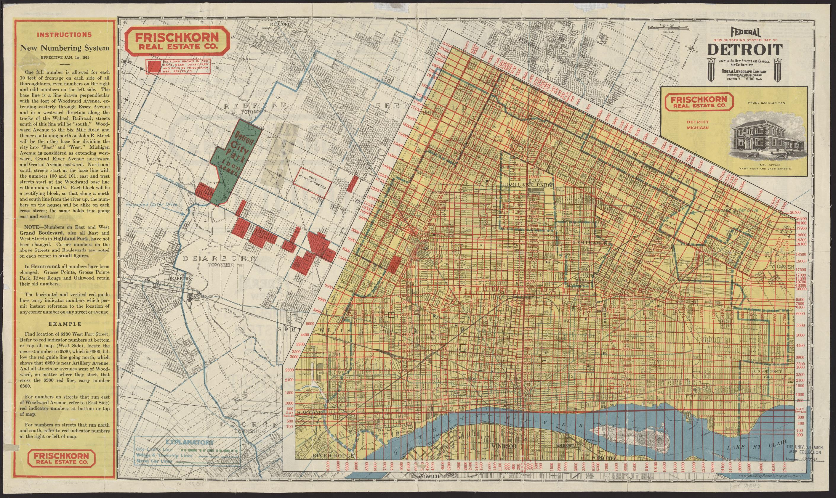 New Numbering System Map of Detroit 1920 | DETROITography