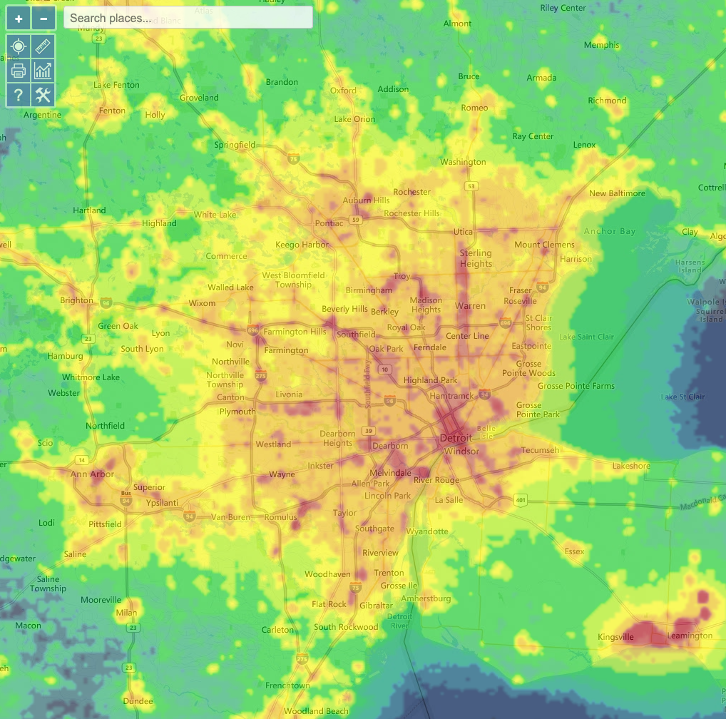 Detroit Light Pollution Map 2019 | DETROITography