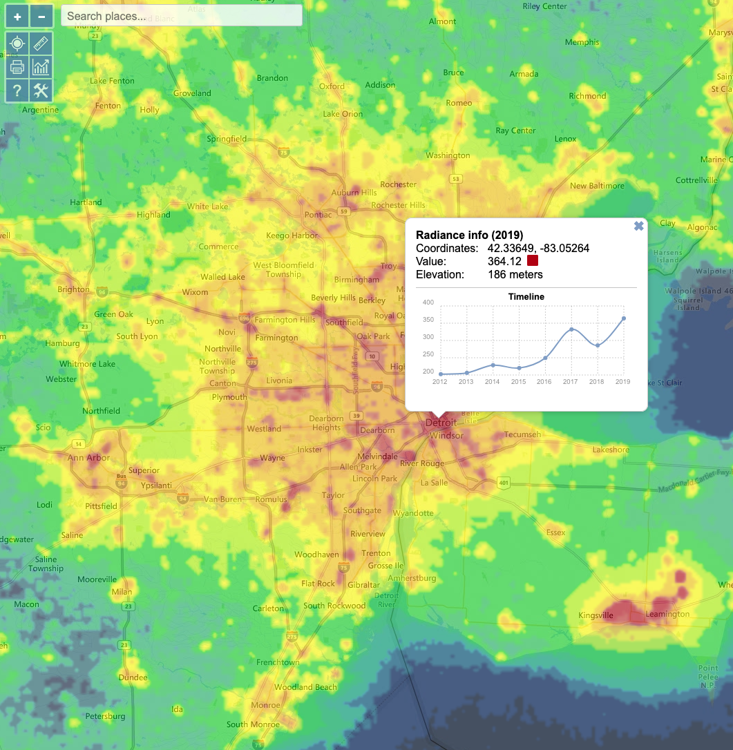 Detroit Light Pollution Map 2019 | DETROITography