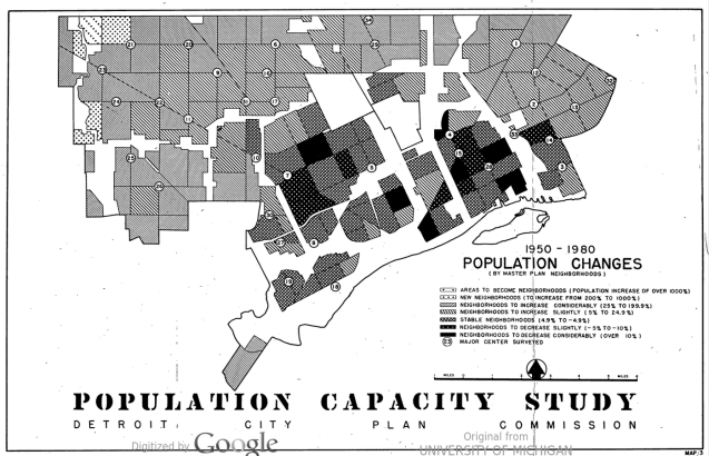 Map: Population Changes 1950-1980 as projected in 1954 | DETROITography