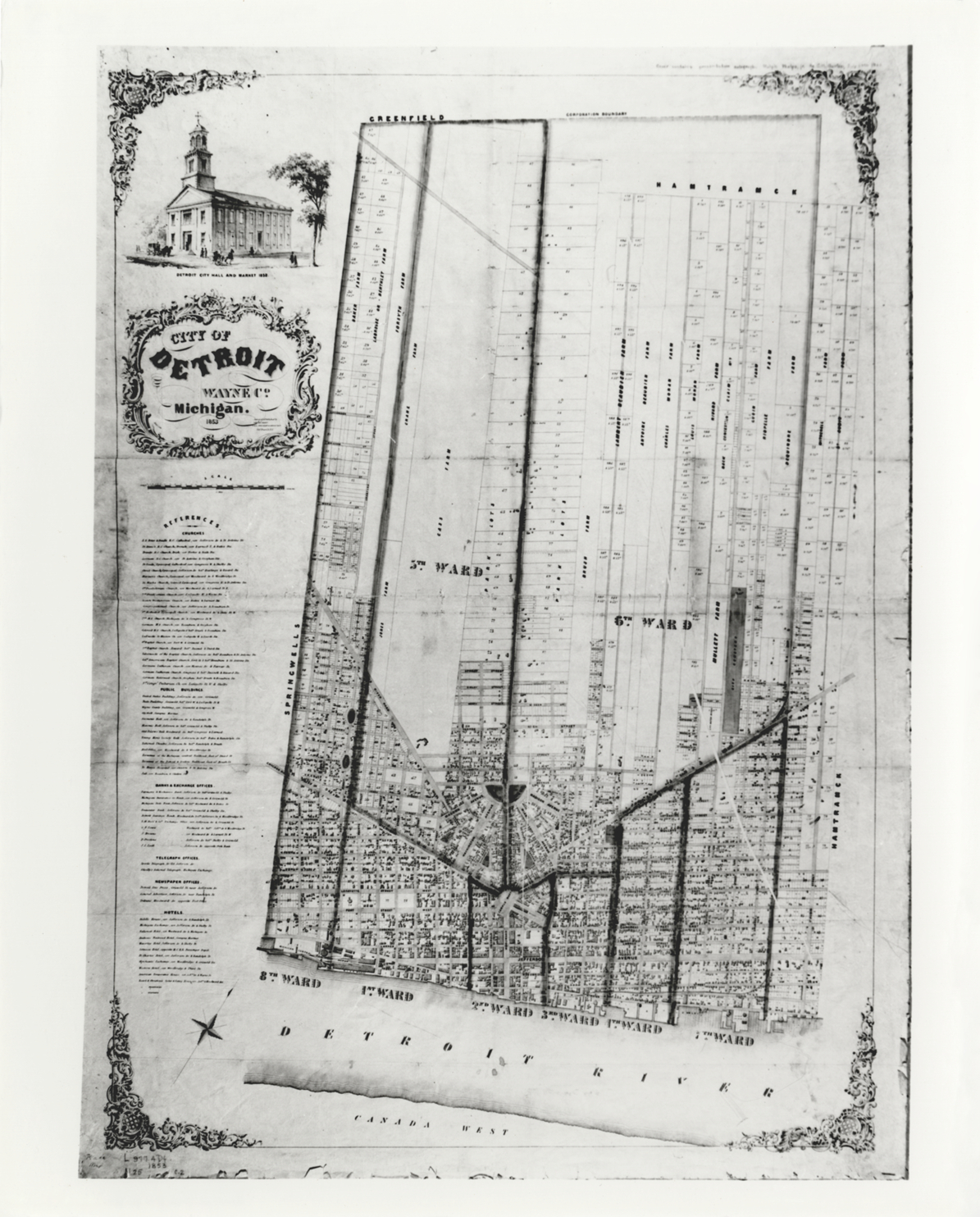Ward Map for Detroit 1853 | DETROITography