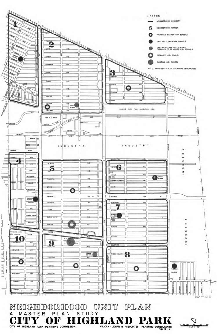 Map: Highland Park Neighborhood Units 1958 | DETROITography
