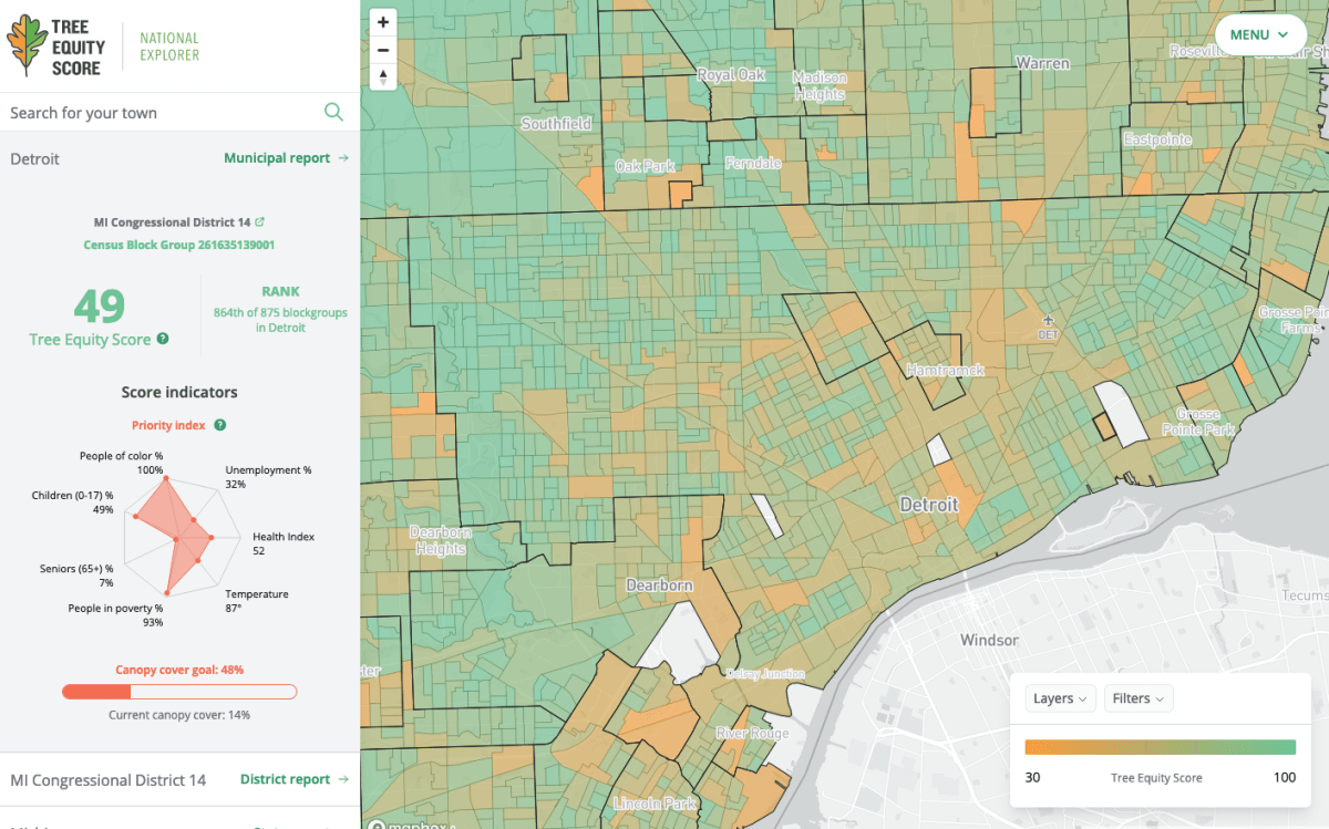Map: Tree Equity in Detroit | DETROITography