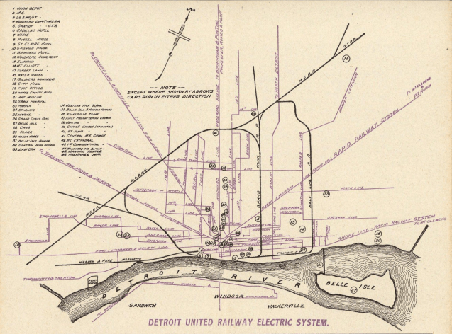 Map: Detroit United Railway Electric System 1920 | DETROITography