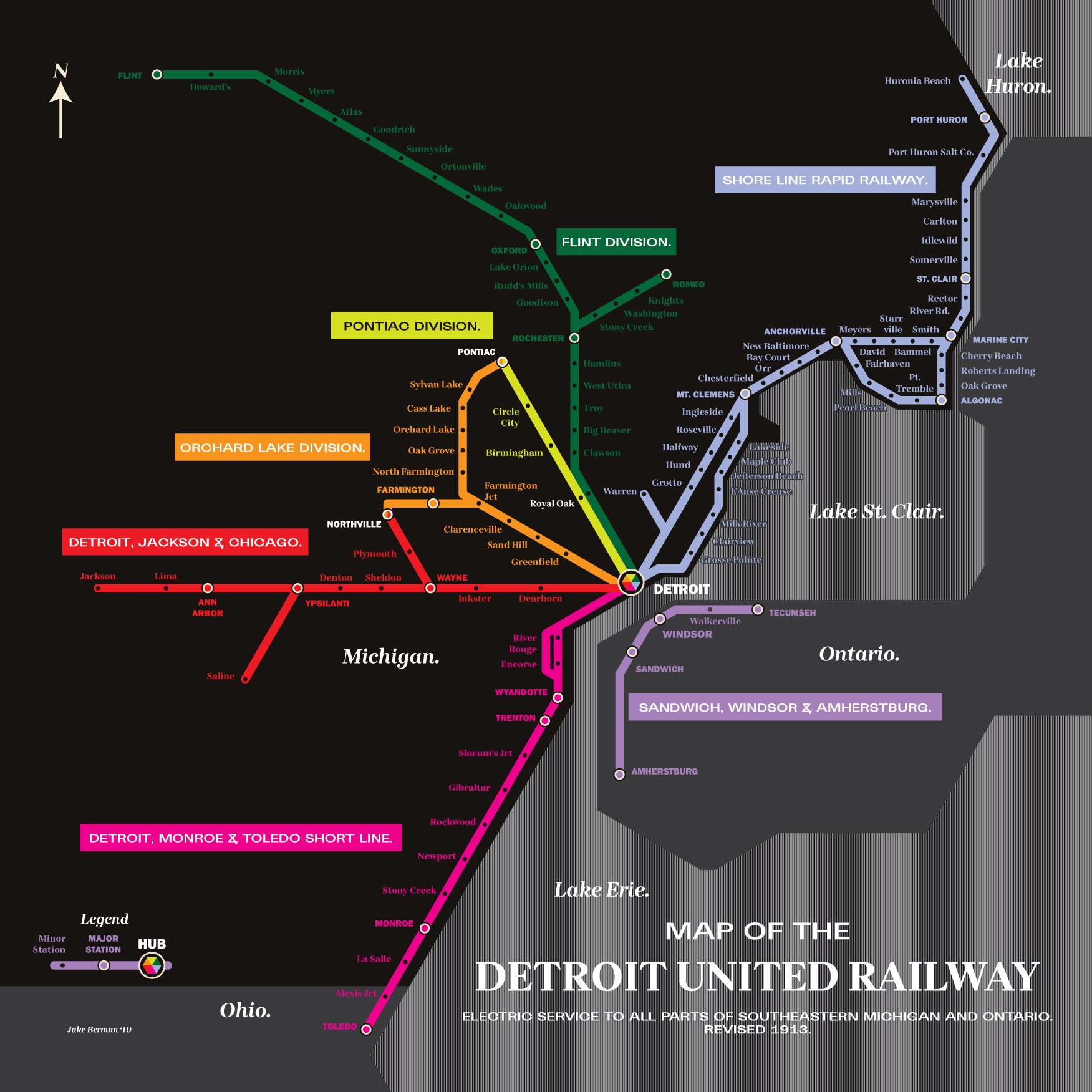 Map: Modern Map of 1913 Detroit United Railway System | DETROITography