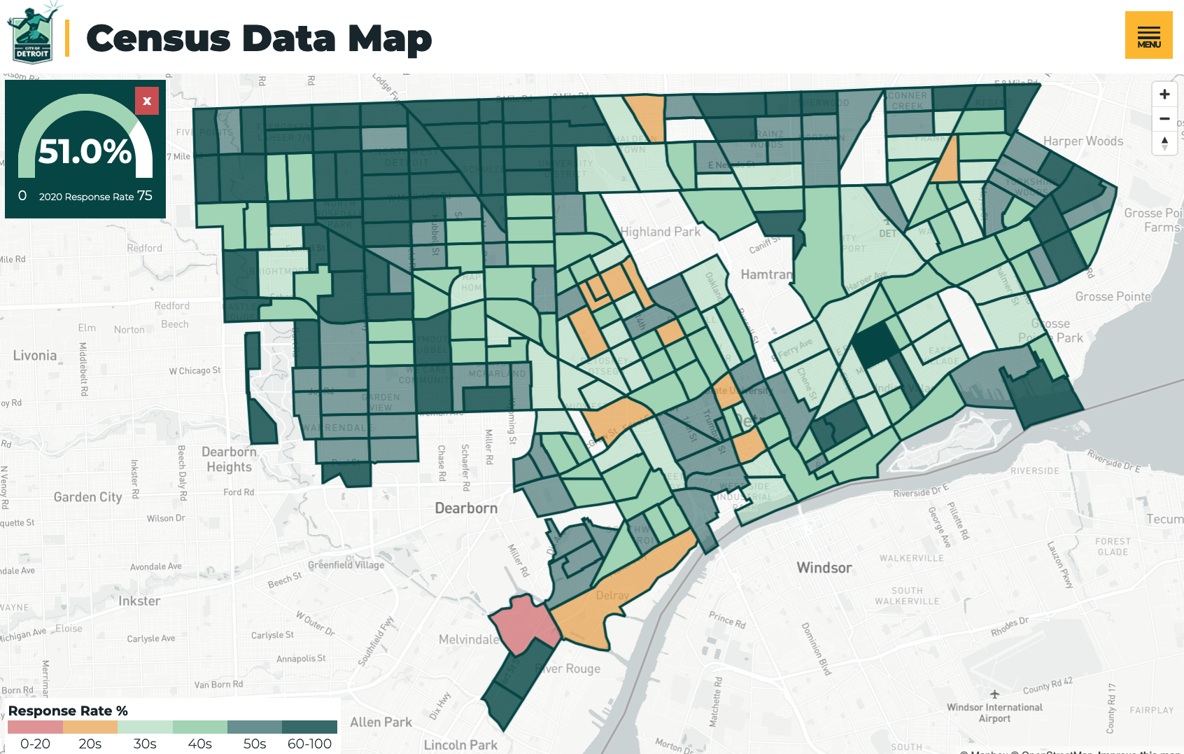 Detroit Census 2020 Response Rate Map | DETROITography