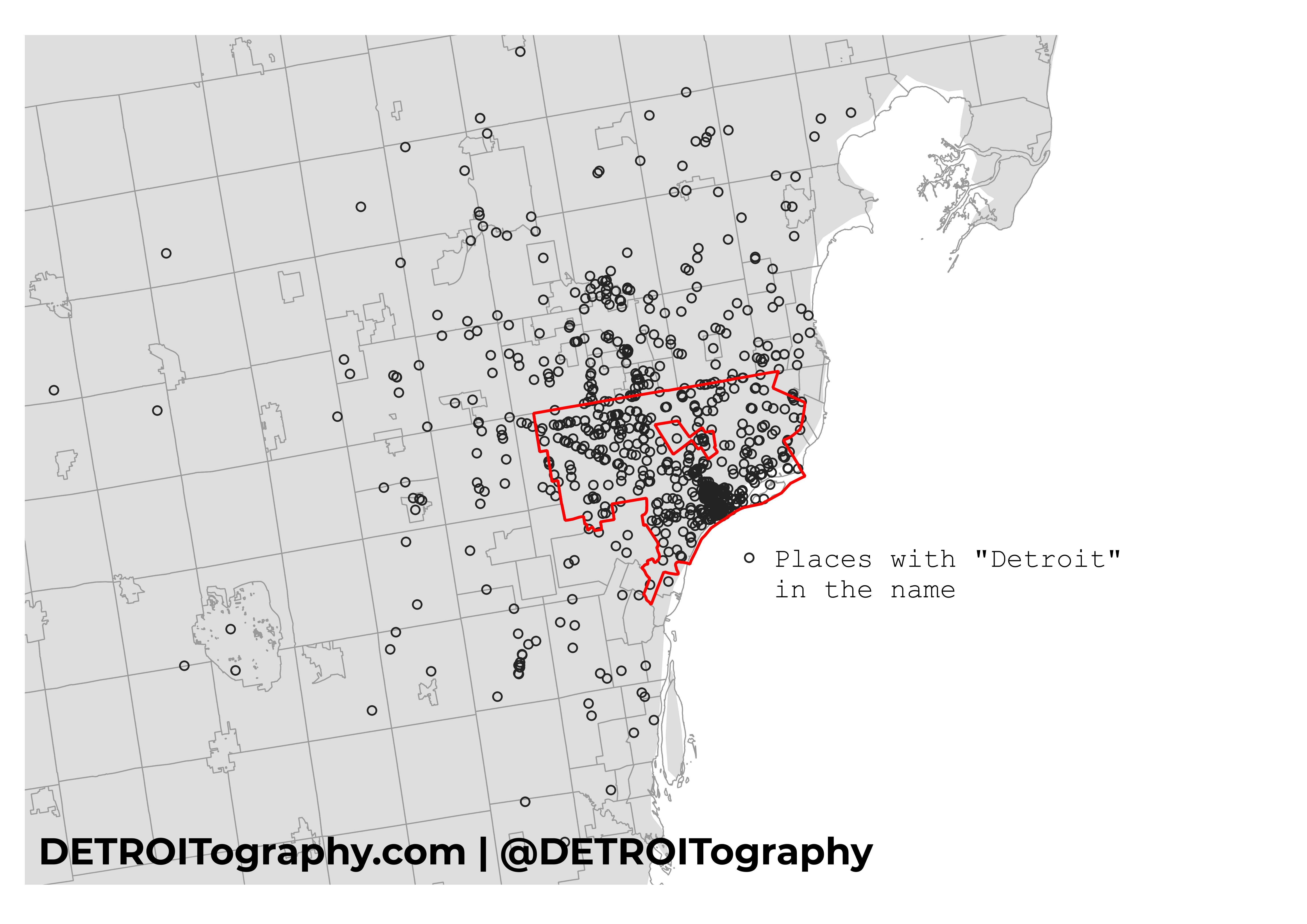 Map: “Detroit” places inside and outside the city limits | DETROITography