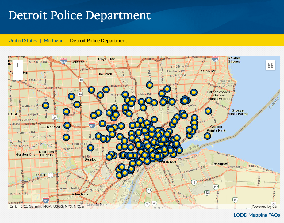 Map: Officer Down Memorials in Detroit | DETROITography