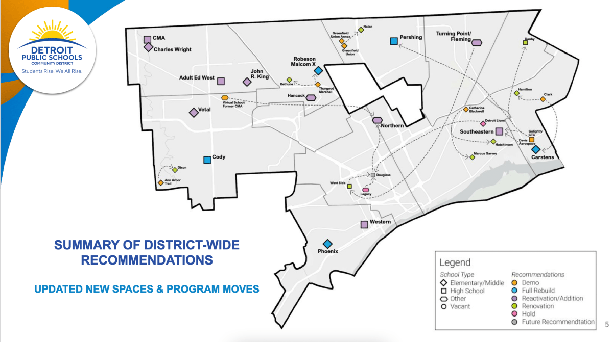 Map: Detroit Public Schools Facility Master Plan 2022 | DETROITography