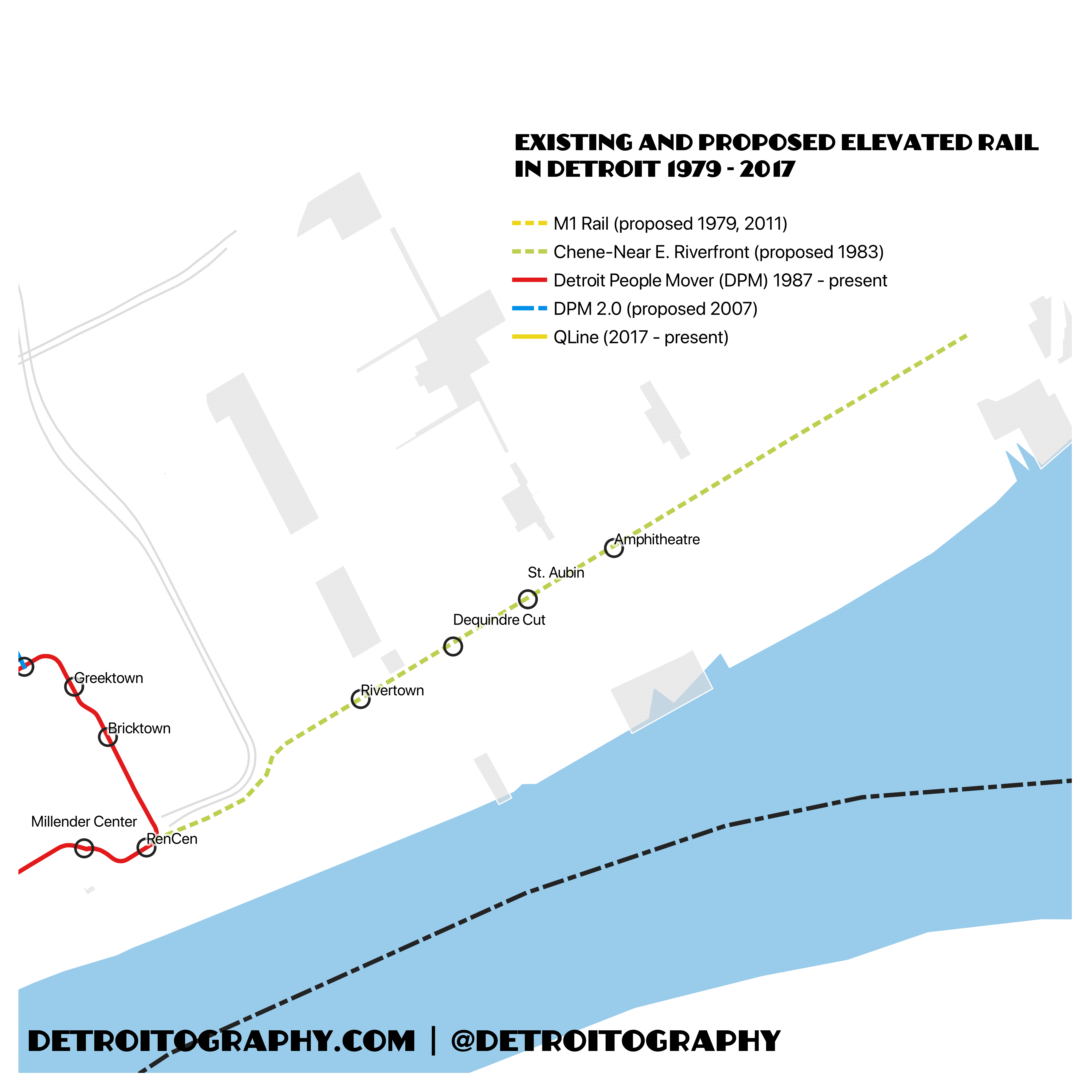 Map: Existing and Proposed Detroit People Mover Expansions | DETROITography