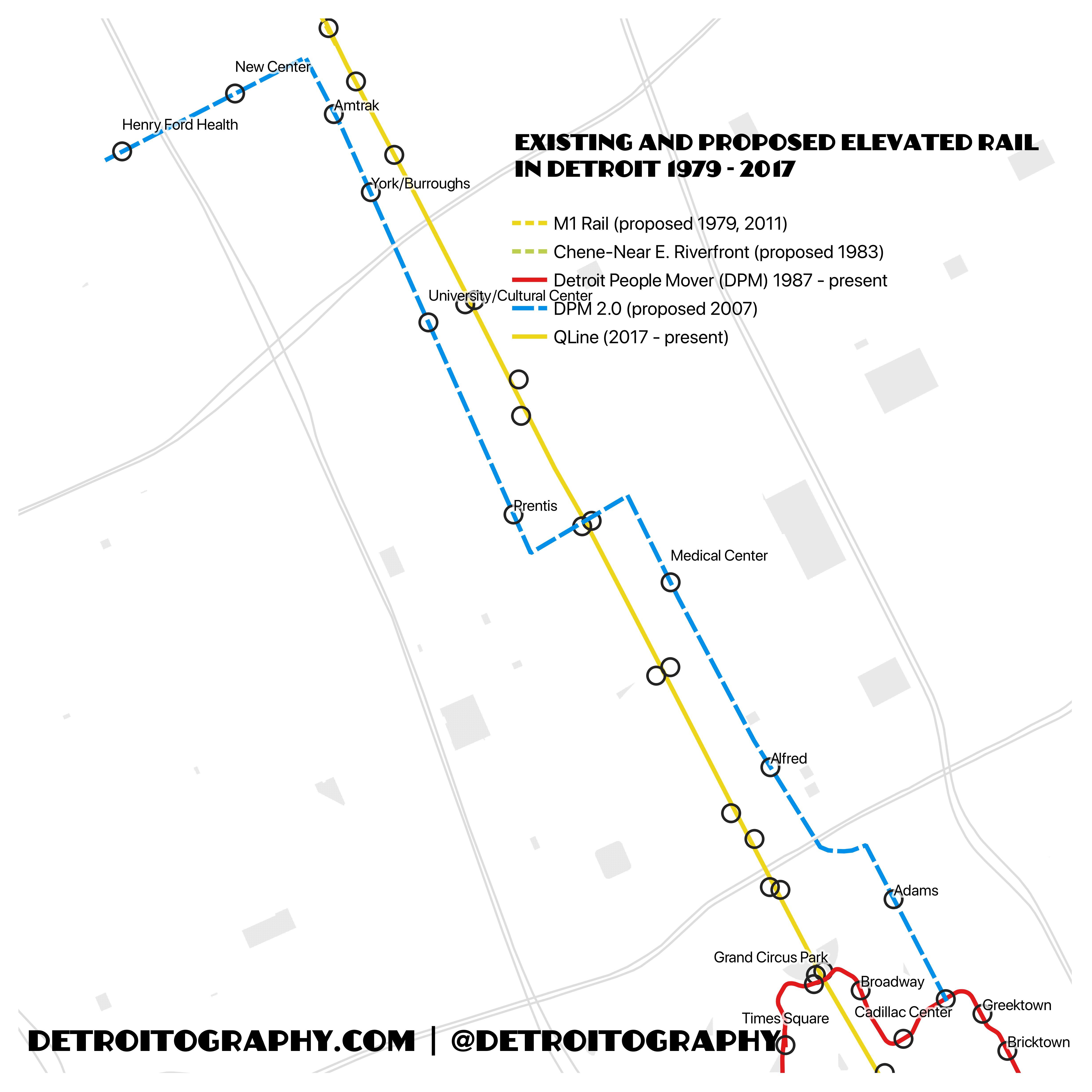 Map: Existing and Proposed Detroit People Mover Expansions | DETROITography