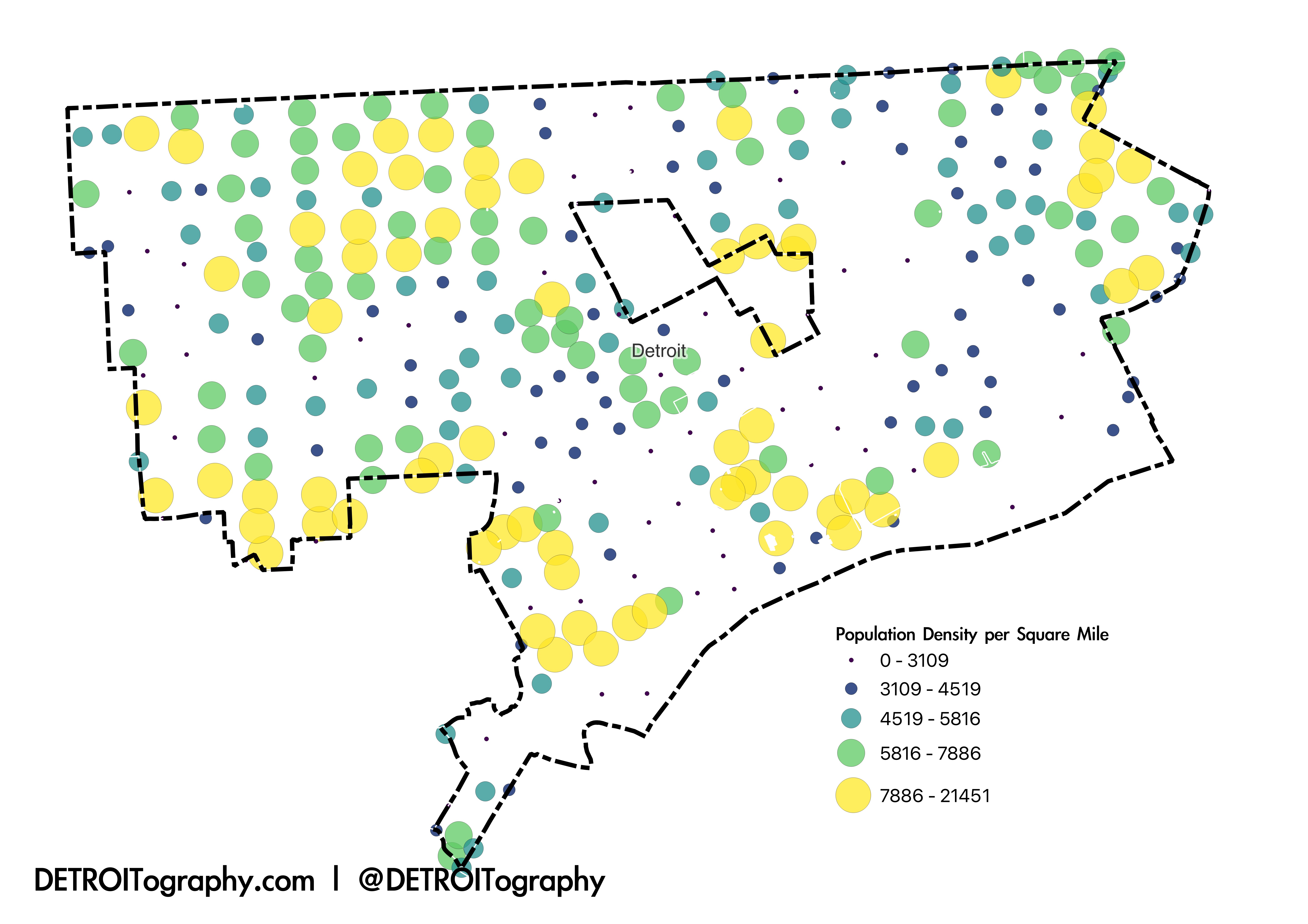 Detroit Population Density Map 2020 | DETROITography