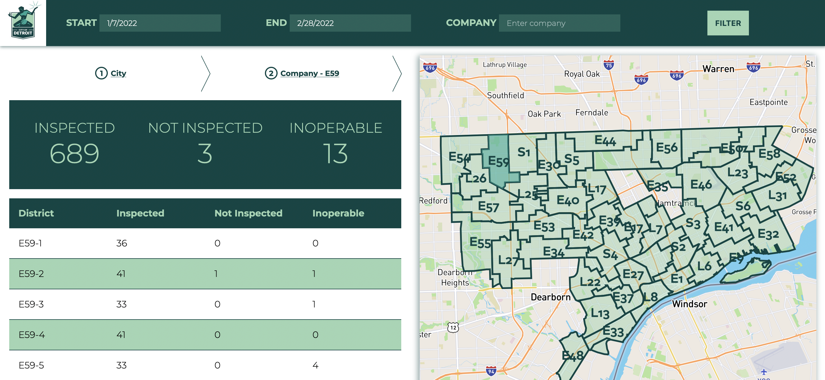 Map: Detroit Fire Hydrant Inspections by Zone | DETROITography