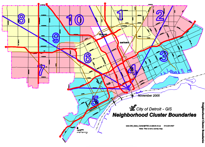 Map: Neighborhood Cluster Boundaries 2005 | DETROITography