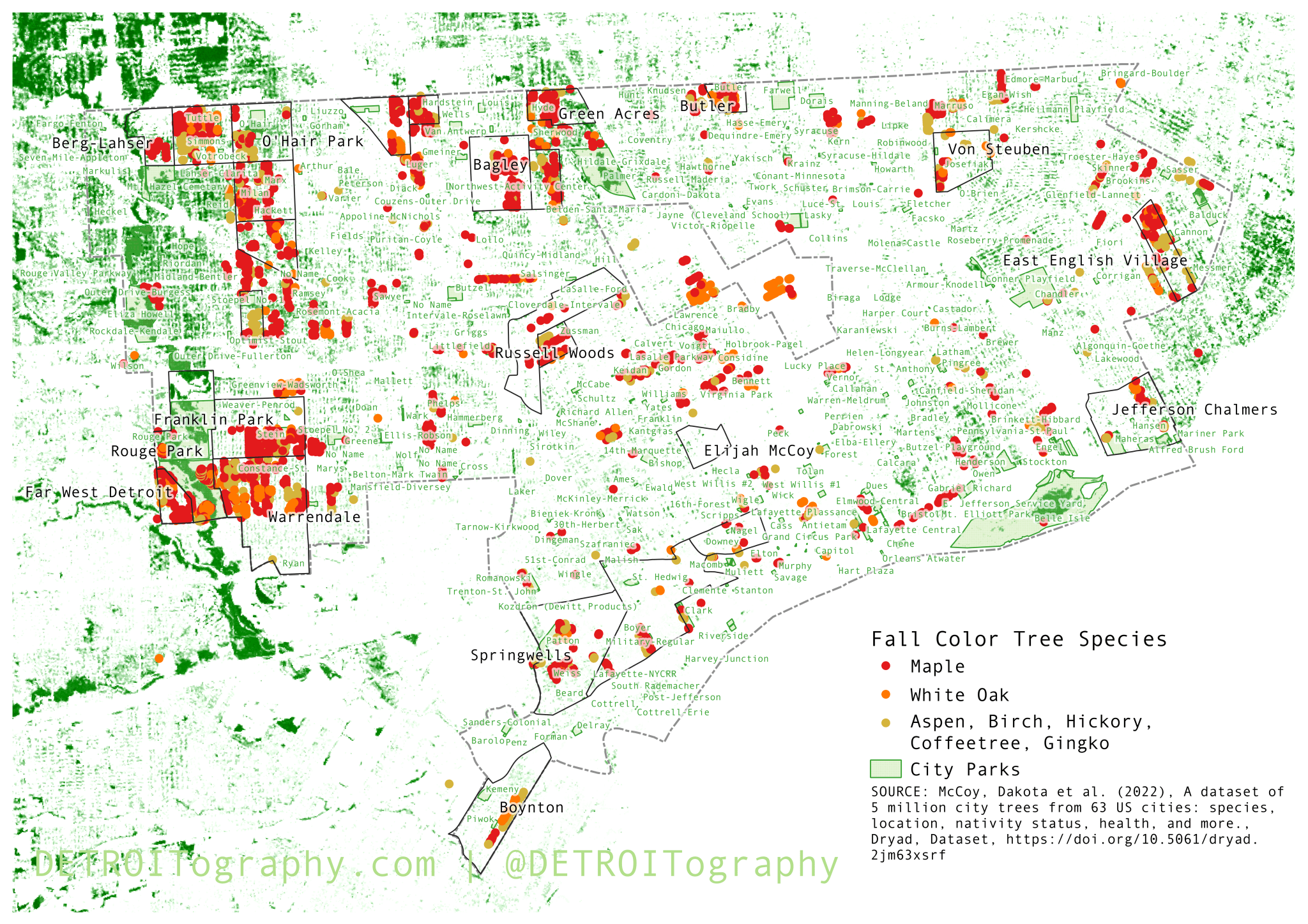 Map: Where to Find Detroit’s Fall Colors | DETROITography