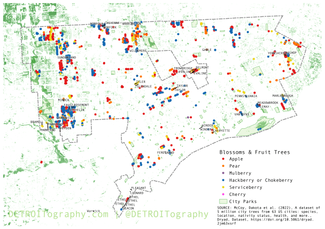 Detroit Blossoms and Fruit Trees Map | DETROITography