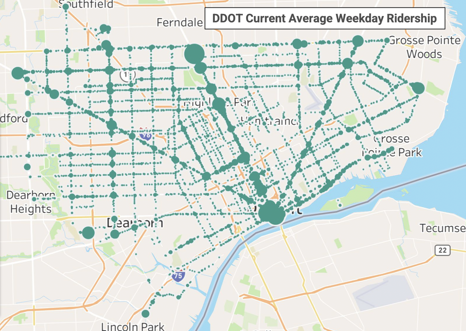 Map: Current Detroit Transit Weekly Ridership | DETROITography
