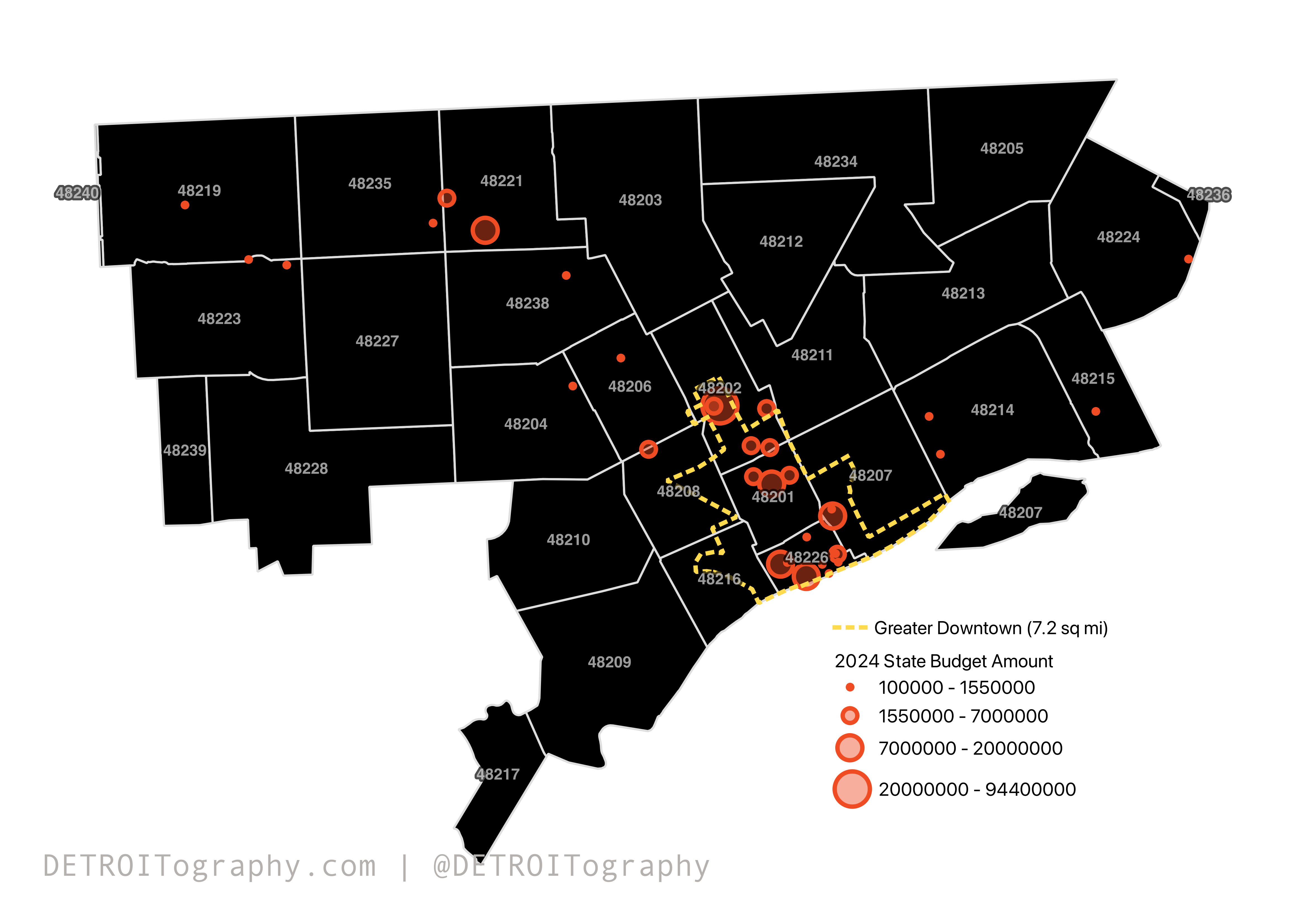 Map: Detroit Projects in the 2024 Michigan State Budget | DETROITography