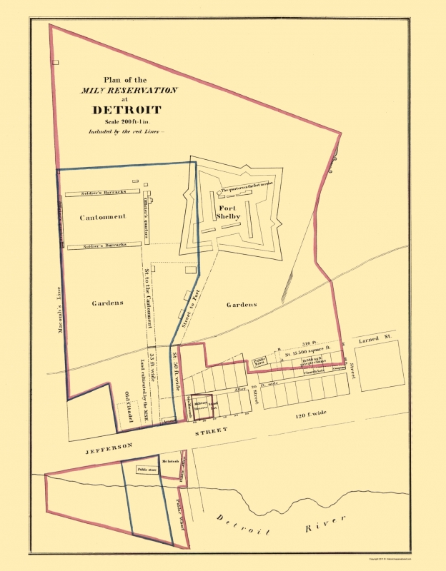 Map: Plan for the Military Reservation at Detroit 1860 | DETROITography