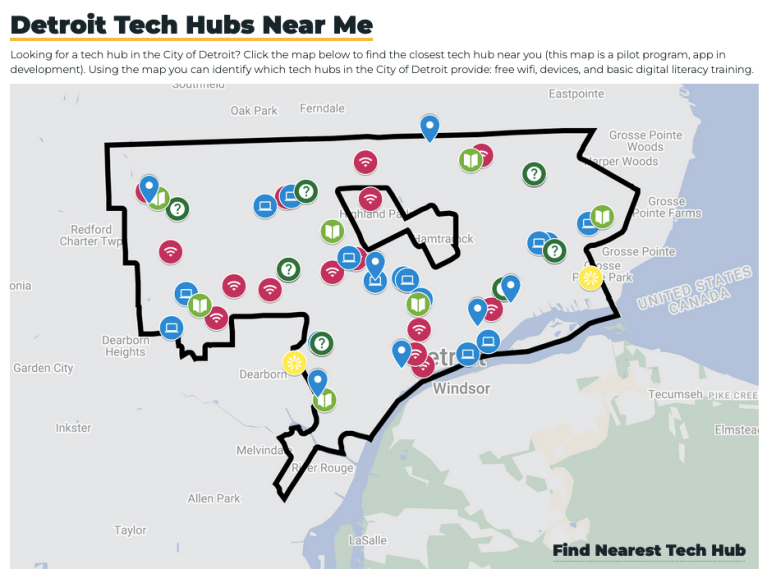 Detroit Tech Access Hubs Map | DETROITography