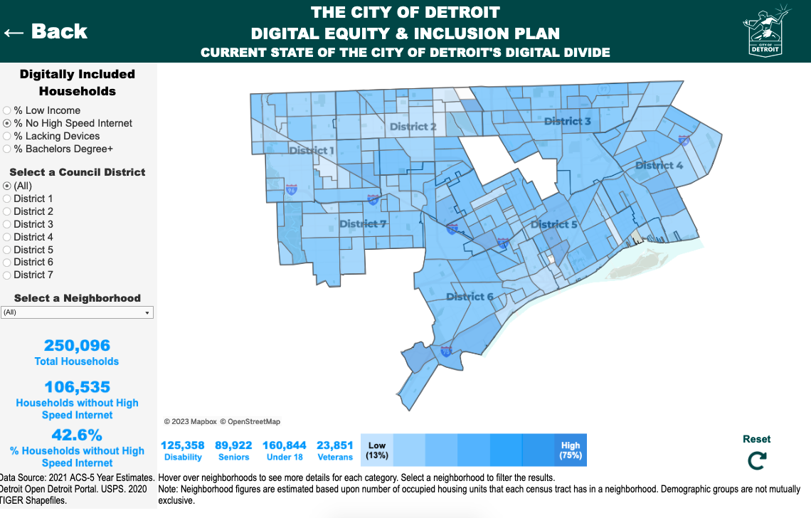 Map: Households with No Internet 2021 | DETROITography