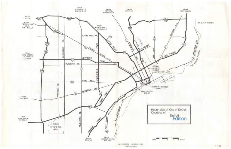 Map: Detroit Edison Route Map of the City of Detroit 1980 | DETROITography