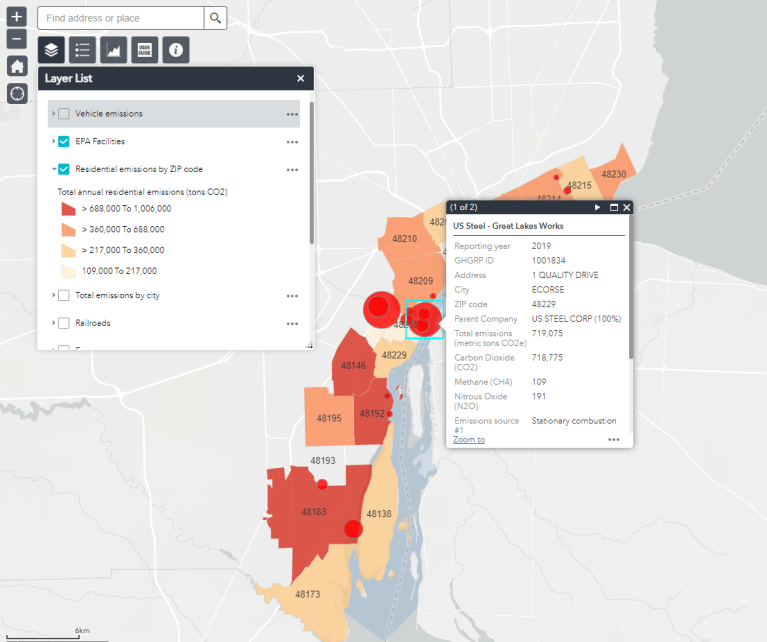 Detroit River Corridor Carbon Emissions Inventory Map | DETROITography