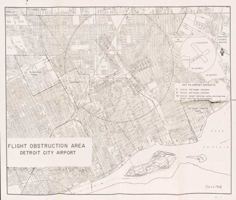 Map: Flight Obstruction Area Detroit City Airport 1968 | DETROITography
