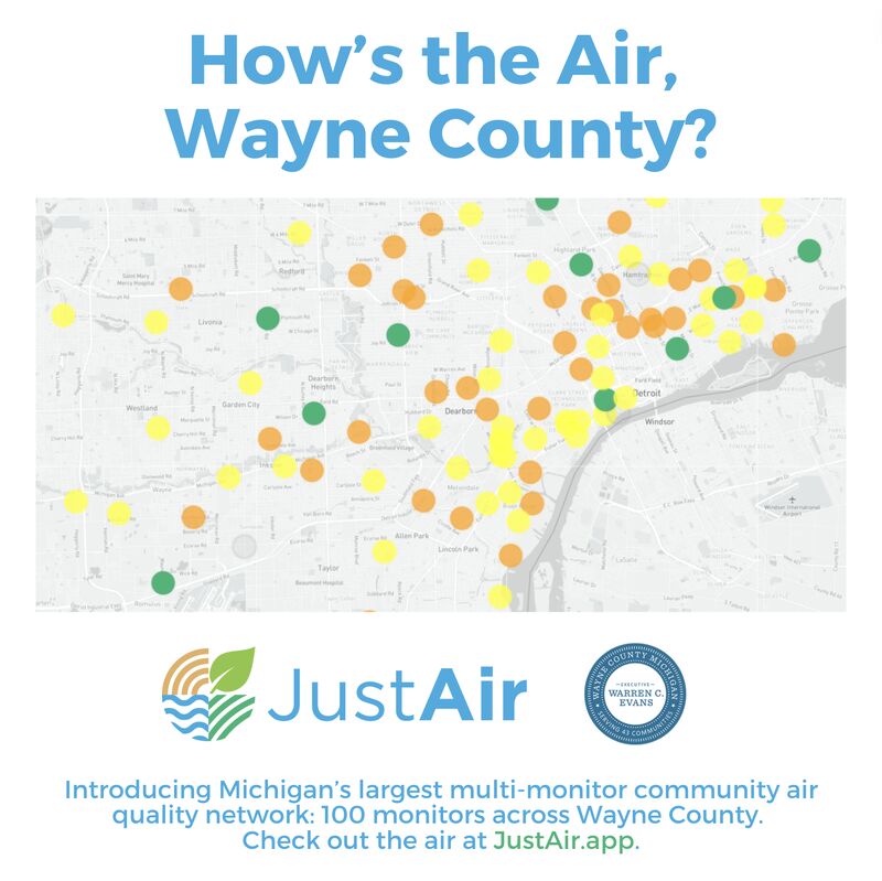 Map: JustAir Air Quality Monitor Network in Detroit | DETROITography