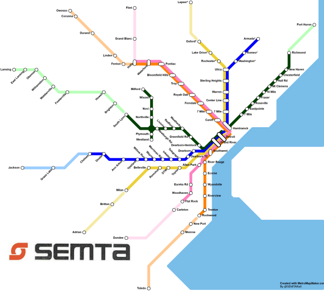 Map: Fantasy SEMTA Regional Transit for Metro Detroit | DETROITography