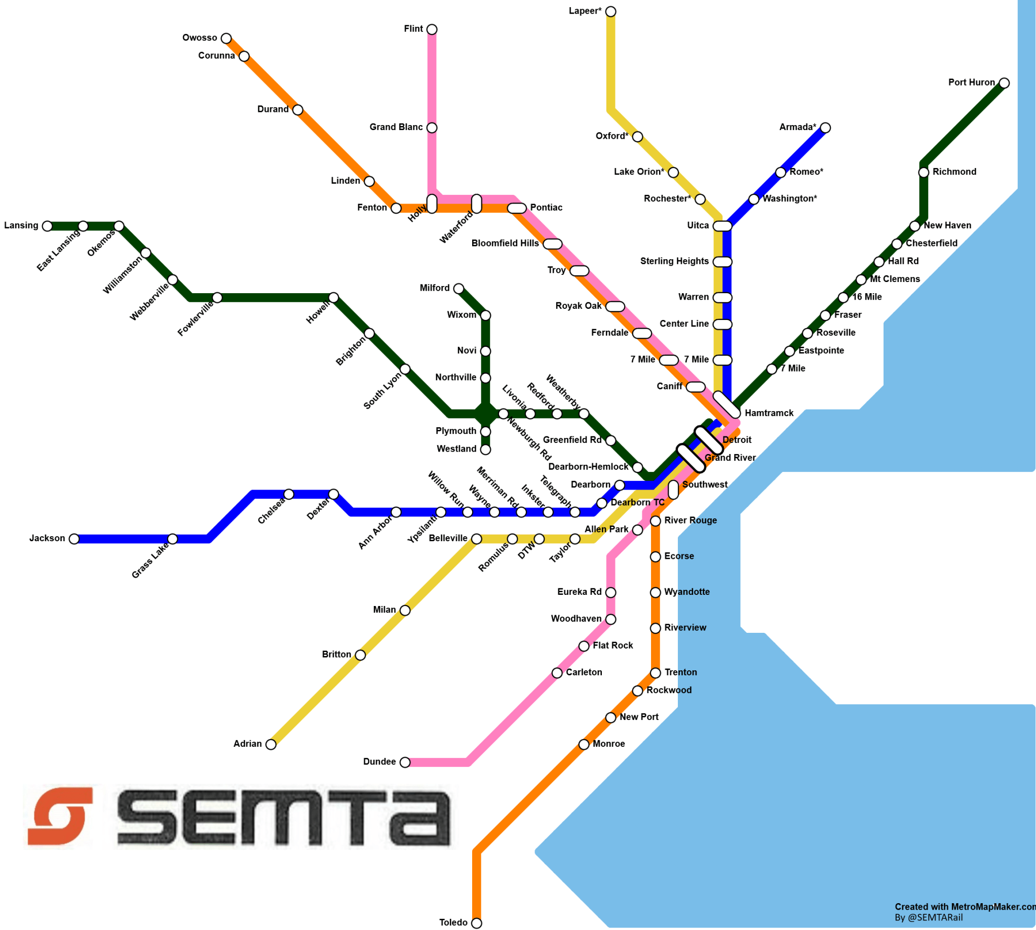 Map: Fantasy SEMTA Regional Transit for Metro Detroit | DETROITography