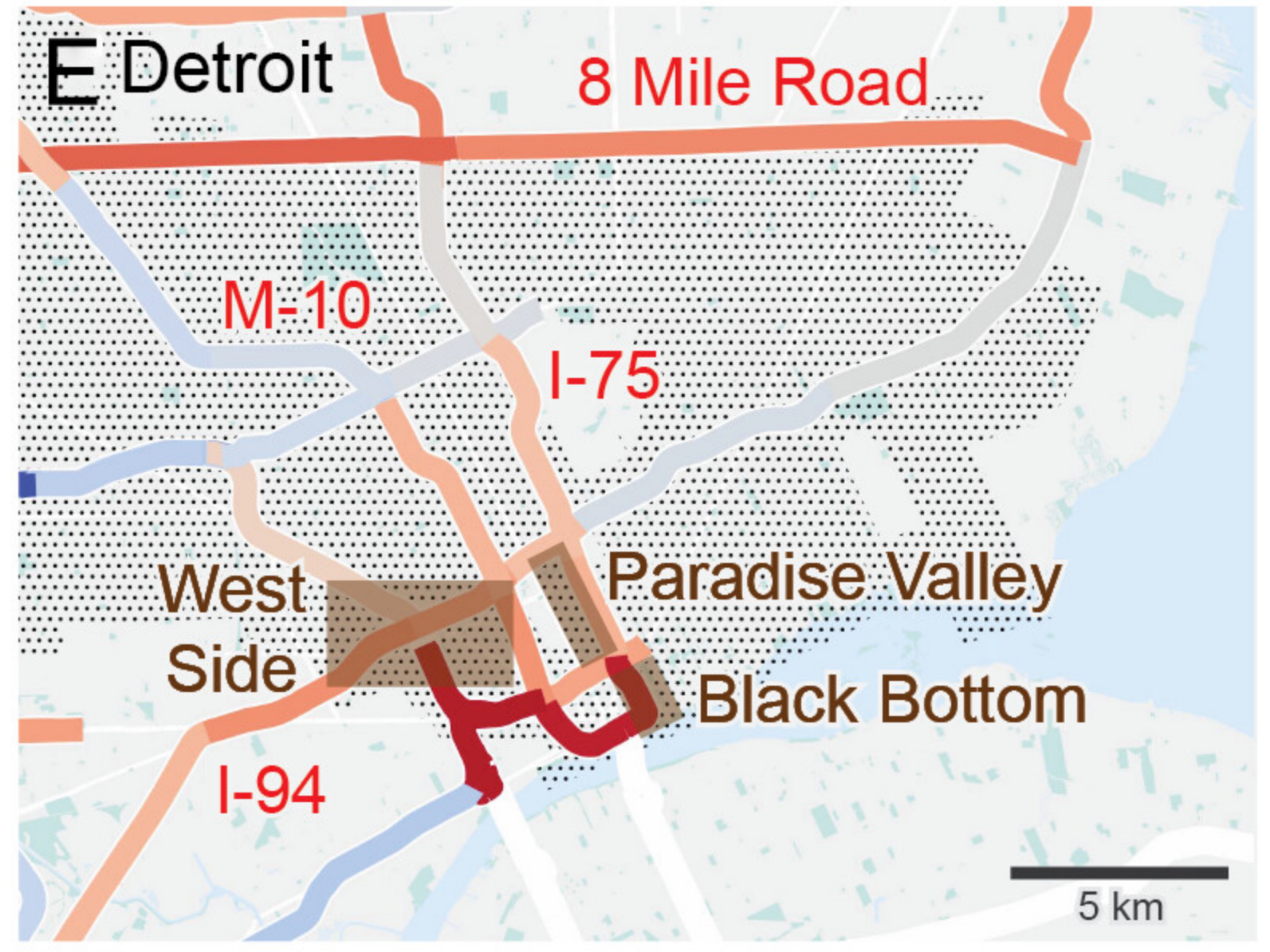 Map: Highways Block Social Connection in Detroit | DETROITography