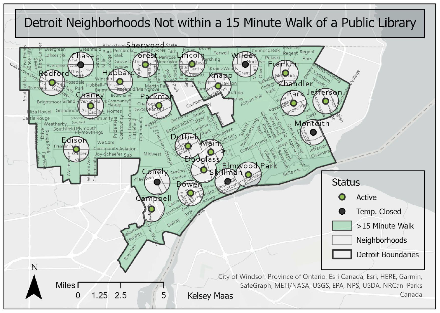 Map: Walking to Detroit’s Public Libraries | DETROITography