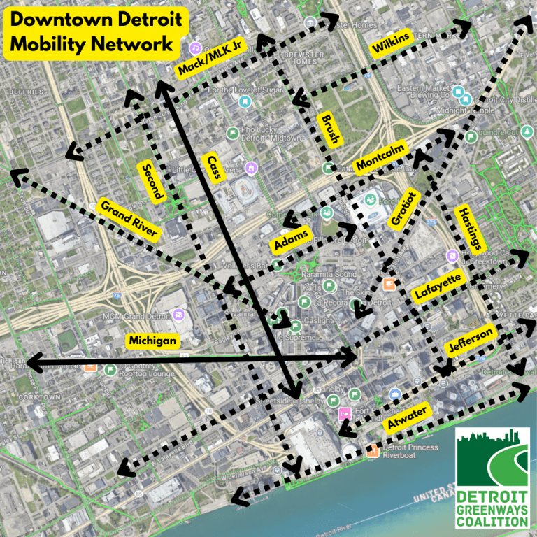 Downtown Detroit Bike Network Map | DETROITography