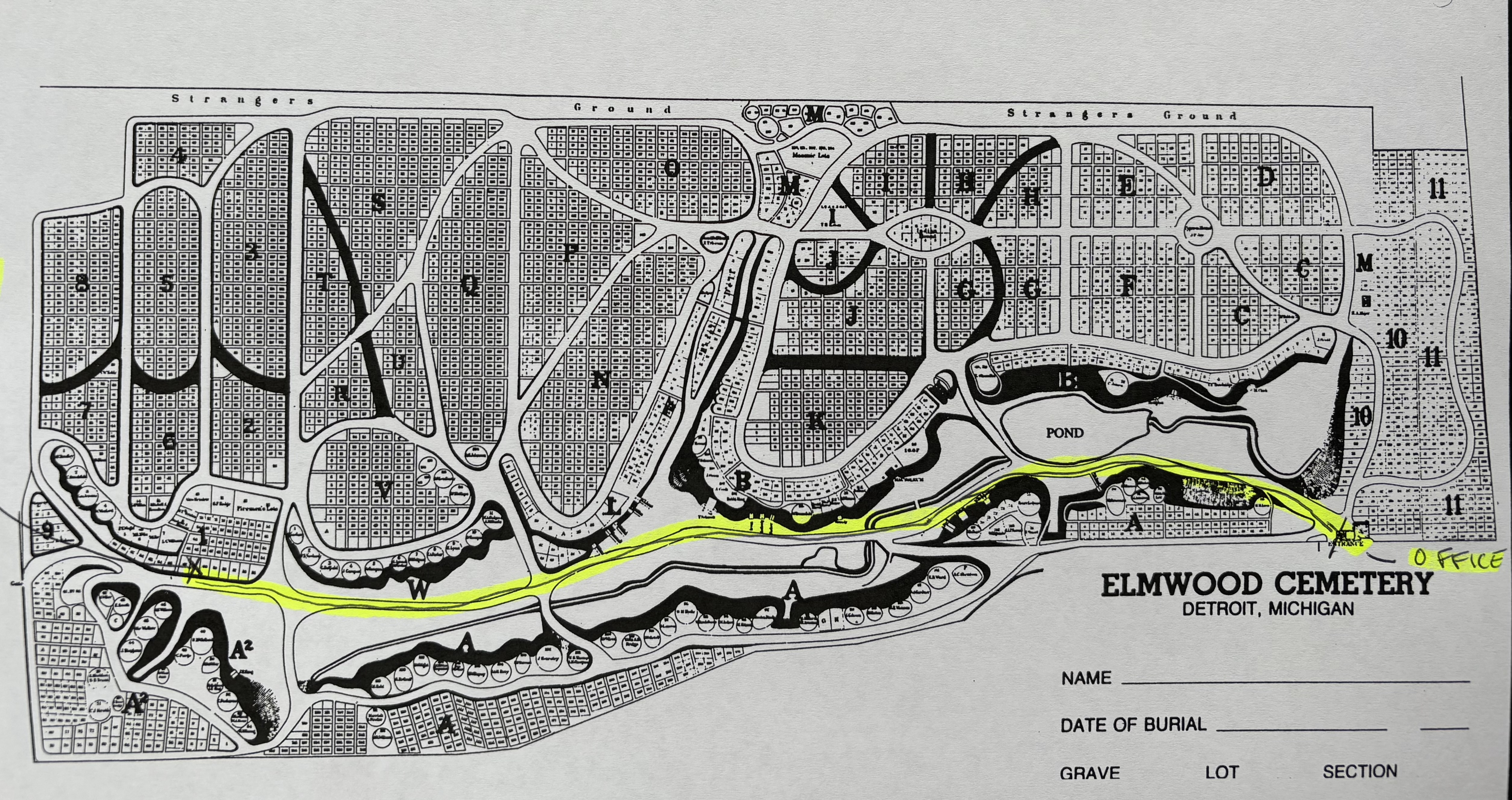 The Molitor Map of Detroit’s Elmwood Cemetery 1896 | DETROITography
