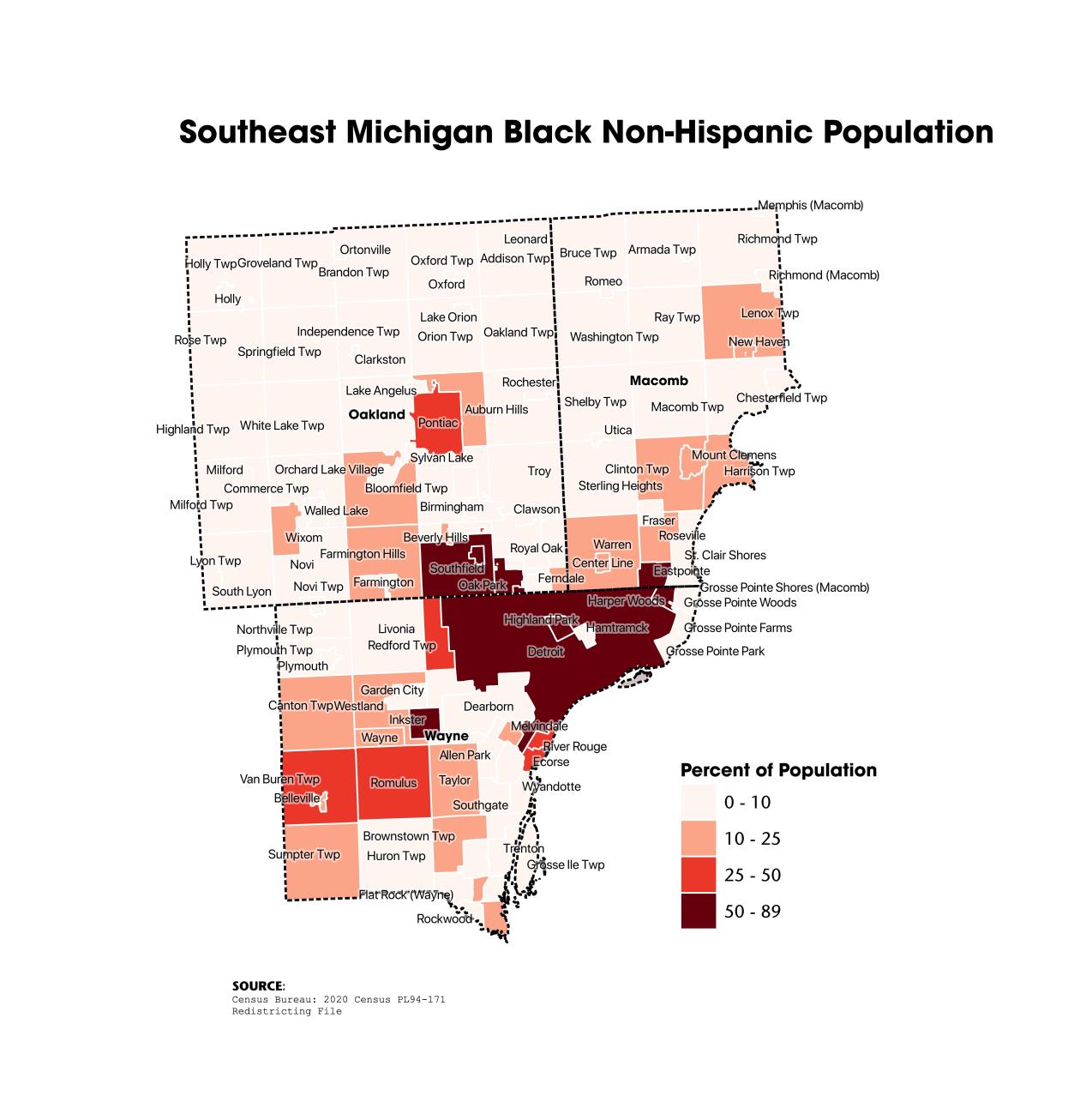 Map: Detroit Regional Black Population 2020 | DETROITography