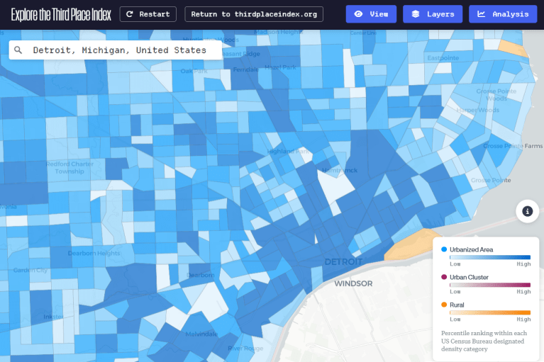 Map: Third Places Index in Detroit | DETROITography