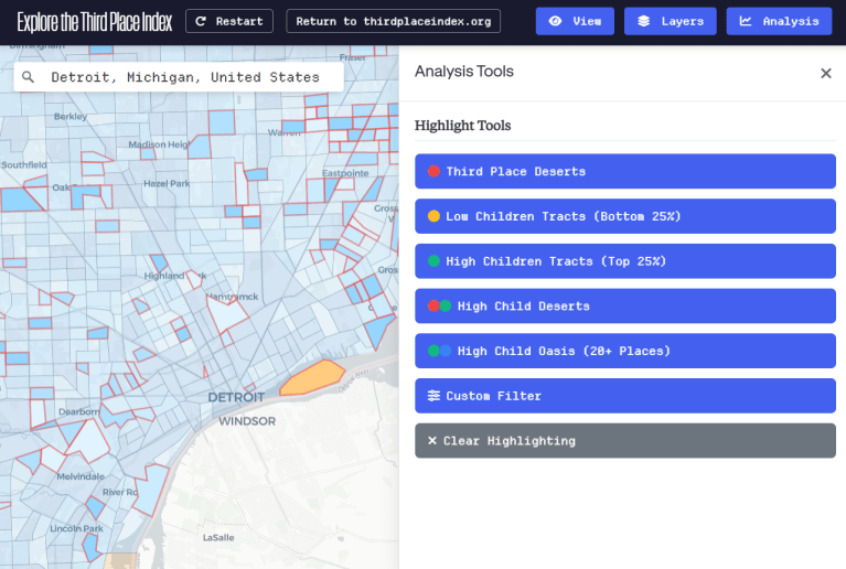Map: Third Places Index in Detroit | DETROITography
